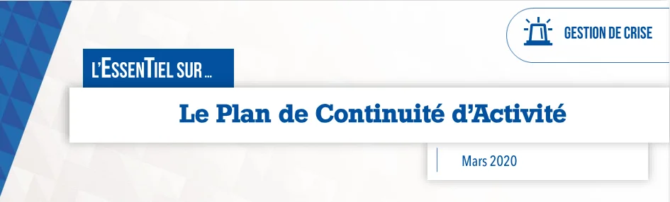 Fiche l'EssenTiel sur … le Plan de Continuité d'Activité - IDET